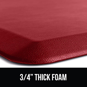 GORILLA GRIP Cushioned Anti Fatigue Mats for Kitchen Floor, Ergonomic Standing Office Desk Mat, Waterproof Scratch Resistant Pebbled Top, Supportive Comfort Padded Foam Rugs, 20x32, 3/4" Thick, Red