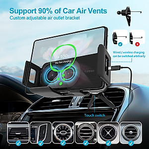 TOPENKE Wireless Car Charger for Z Fold 4 Car Mount, 15W Dual Coils Fast Charging Auto-Clamping for Air Vent & Dashboard, Compatible for Galaxy Z Fold 4/Z Flip 4/3/S23 Ultra, iPhone 14 Series or More