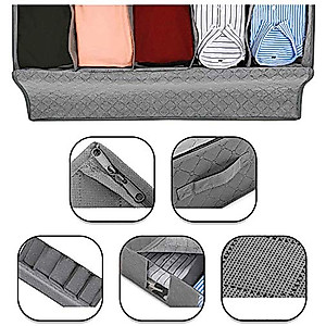 Apstour Under Bed Clothes Organizer Large Adjustable Dividers Storage Bag with Durable Fabric, Reinforced Handle, 4 Clear Window for Clothing, Shoes, Blankets, Sweaters, Toys (grey, 2)