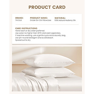 THXSILK 100% Silk Pillowcase for Hair and Skin, Both Sides Grade 6A+ Mulberry Silk Pillow Case with Hidden Zipper, Soft Smooth White Pillowcase(1pc, Queen Size 20"x30")