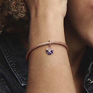 Pandora 780776C01 Deep Purple Pansy Flower Dangle Charm