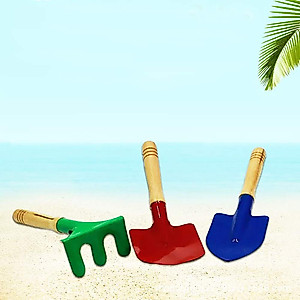 Kids Gardening Tools Set, 6PCS Gardening Tools for Kids Metal with Sturdy Wooden Handle Safe Gardening Tools 8" Children Beach Sandbox Toy
