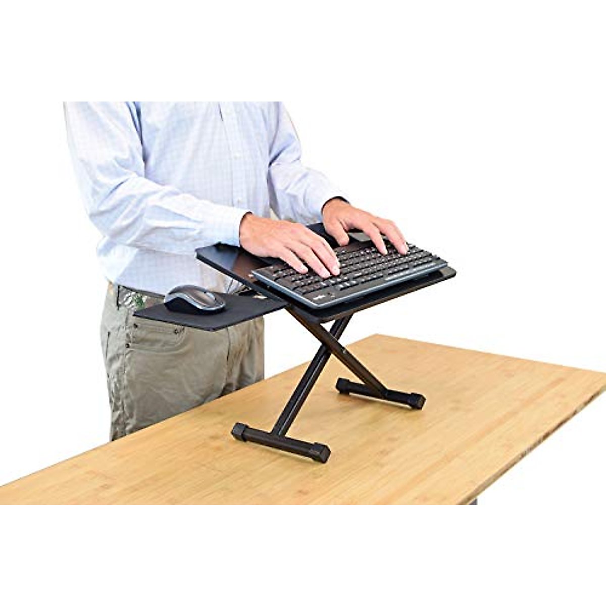 KT3 Ergonomic Computer Keyboard Stand Adjustable Height Angle Negative Tilt for standing up raise keyboards to standing height sit stand up on desk riser holder tray platform lift above desk black