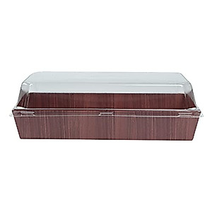 Restaurantware Matsuri Vision 8 x 5 x 1.5 Inch Medium Sushi Trays 100 Greaseproof Sushi Packaging Boxes - Lids Sold Separately Disposable Wood Grain Paper Sushi Containers For Entrees Or Snacks