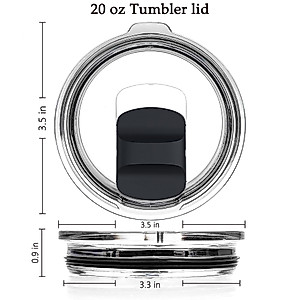 20 oz Tumbler Lid, Replacement Lids Compatible for YETI 20 oz Tumbler, 10/24 oz Mug and 10 oz Lowball,Magnetic Slider Switch Spill Proof Tumbler Cover, BPA Free (20oz Pack of 1 Black)