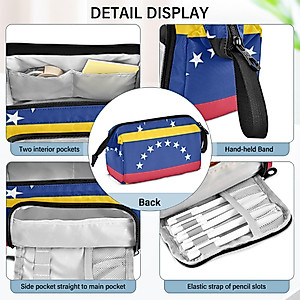 Vozoza Classic Traditional Flag Venezuela Pen Bag Big Capacity Pencil Case with Zipper Pencil Pouch Pen Cases Organizer for Adults