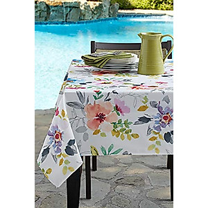 Benson Mills Indoor Outdoor Spillproof Fabric Tablecloth for Spring/Summer/Party/Picnic (Harper, 52" X 70" Rectangular)