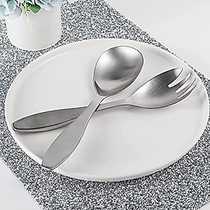 IMEEA Salad Servers Set SUS304 Stainless Steel Salad Fork and Spoon Salad Serving Utensils, 9.45-Inch