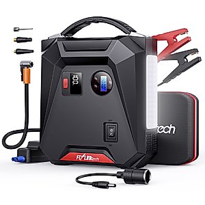 Car Jump Starter with Air Compressor, 2500A Peak 24000mAh Portable Jump Starter Car Battery Charger Moto Battery Booster Power Pack (All Gas or 8.0L Diesel) Emergency Auto Battery Booster Pack