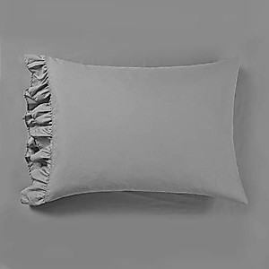 Lush Decor Reyna 4 Piece Ruffle Sheet Set, King, Dark Gray
