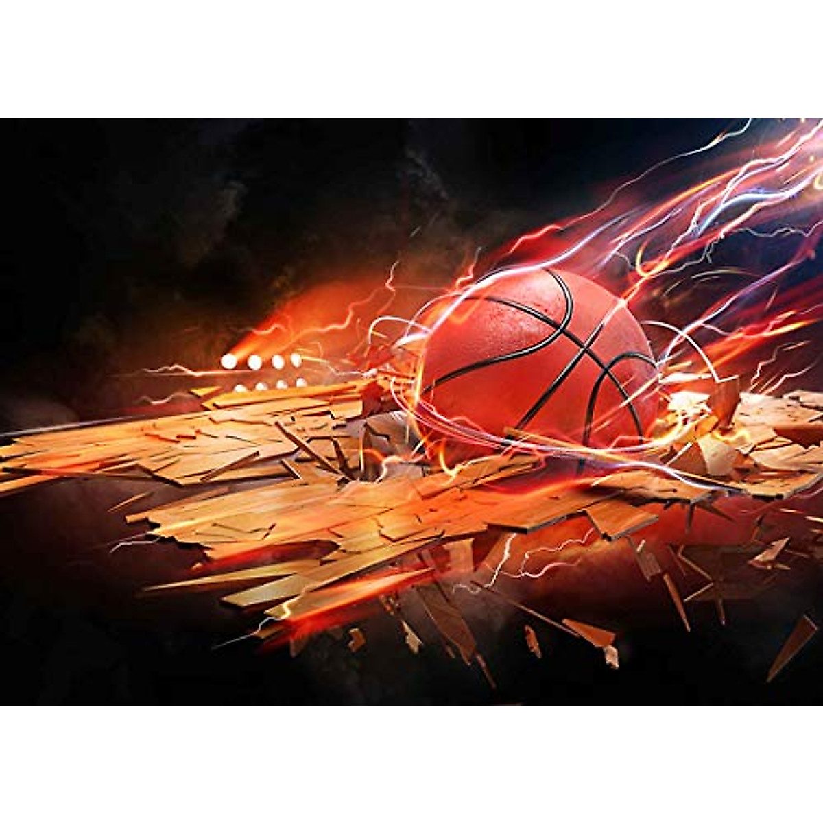 Basketball Flame Backdrop for Party Photography MEETSIOY Intense Basketball Breaks Through The Violent Basketball Aesthetics Background Basketball Fans Party Decorations Banner 7x5ft LSMT1243