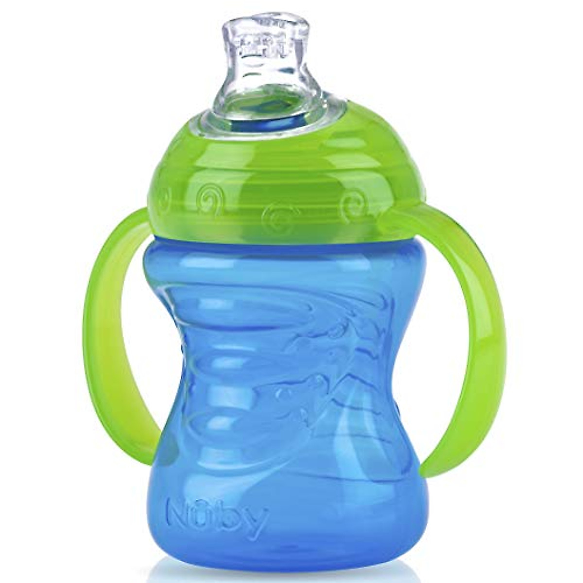 Nuby Plastic 2-Pack No-Spill Super Spout Grip N' Sip Cup, Red and Blue