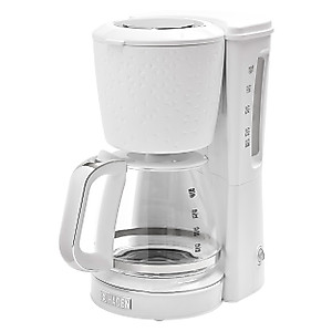 HADEN Starbeck Elegant Easy to Clean Drip Coffee Machine with Glass Carafe, 30 Second Anti Drip and Keep Warm Function, 1.5 Liter Tank, White/Chrome