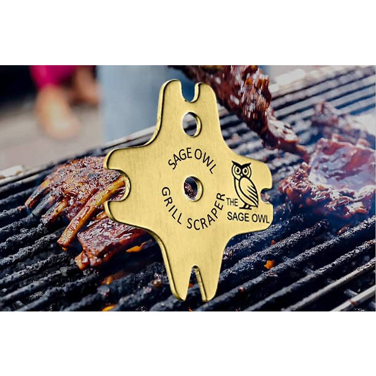 Sage Owl BBQ Grill Scraper Tool - Gifts for Women Who Has Everything - Dishwasher Safe Bristle Free BBQ Grill Brush Alternative - Mens Gifts for Christmas