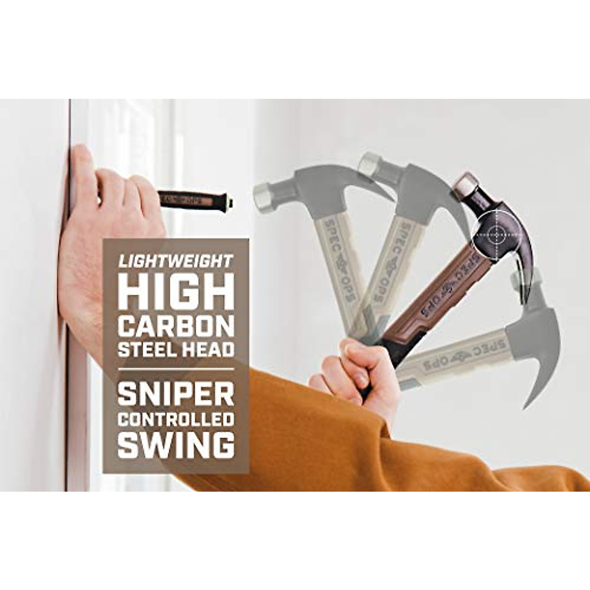 Spec Ops Tools Fiberglass Hammer, 20 oz, Curved Claw, Shock-Absorbing Grip, 3% Donated to Veterans