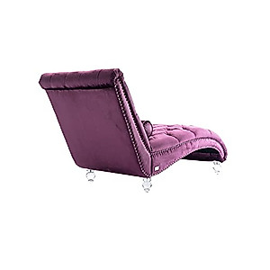 Leisure Velvet Concubine Sofa Accent Sofa Chaise Reclining Lounger Barrel Sofa with Acrylic Feet (Purple)