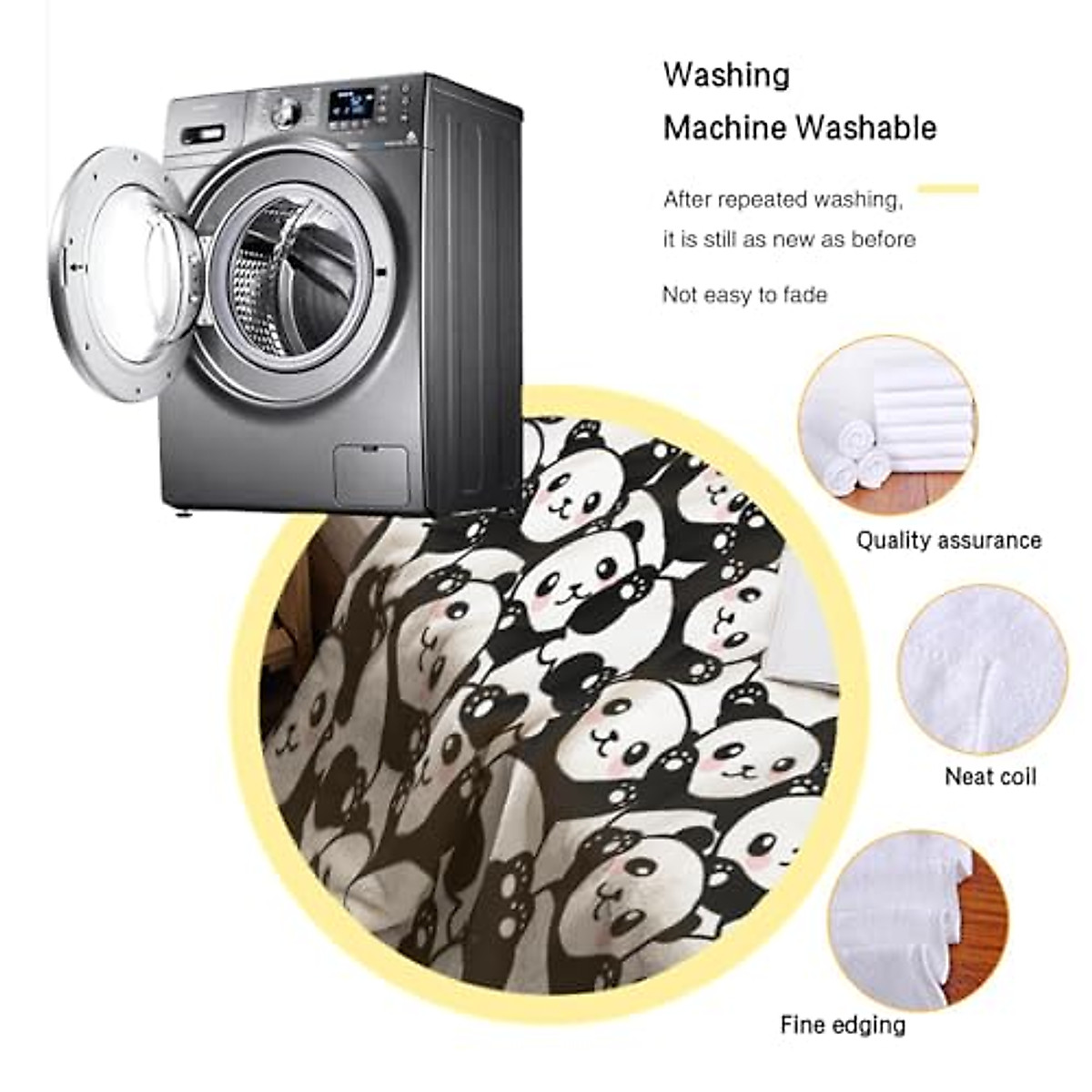 BBKD Panda Fleece Throw Blanket for Bed 40" x 30", Panda Lightweight Super Soft Plush Flannel Throw Blanket for Women, Men and Kids