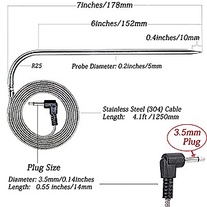 Replacement Meat Probe for Pit Boss Pellet Grills and Pellet Smokers. 3.5mm Plug Compatible with Pit Boss Accessories Meat Probe. 2 Packs Meat Probes and 2 Packs Grill Clips.…