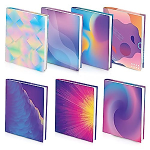 Neon Pattern Book Covers, Feela 7 Pack Stretchable Jumbo Fabric Book Covers, Washable Durable Reusable Nylon Book Covers, for Hardcover Textbooks Notebooks up to 9”x11”