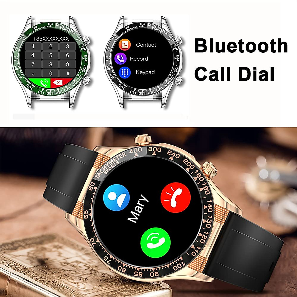 Smart Watch for Men Full Touchscreen Make/Answer Calls Step Counter Fitness Watches Activity Tracker Calories Compatible with Android iOS Phones