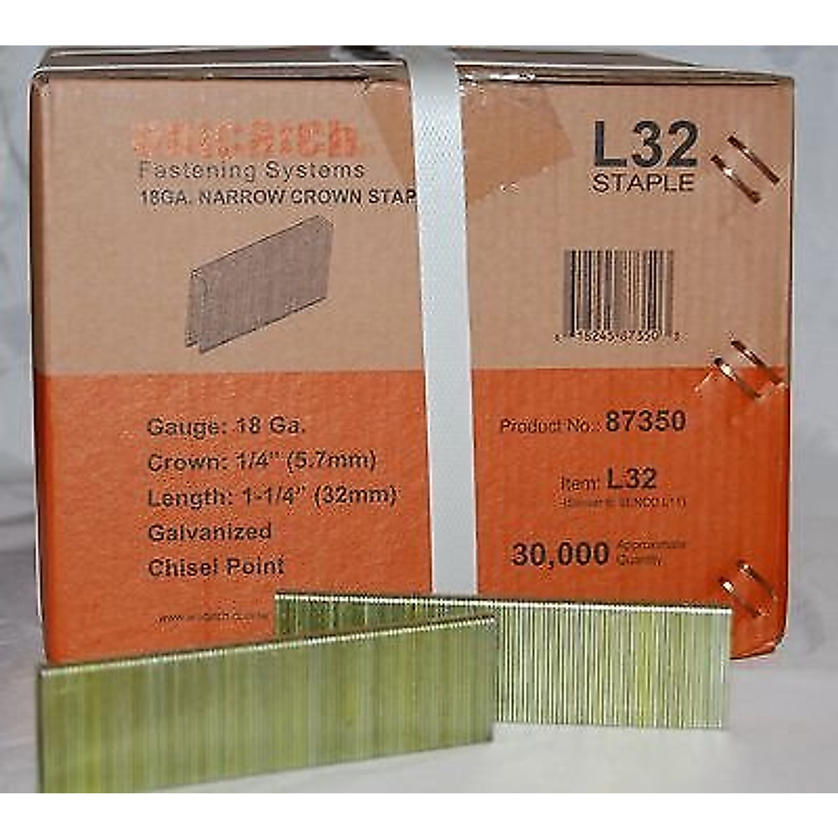 1 Case L-32 1-1/4" Galvanized 1/4"Crown 18 Gauge Staples 6 Boxes 30,000 Staples