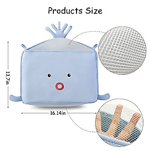 sundee Mesh Bath Toy Organizer + 36 Foam Bath Letters and Numbers,Baby and Toddlers Bathtub Mesh Quick Dry Net Bathtub Toy Holder, Perfect Toy Storage Net, Hanging Bathroom Storage Bags - Blue