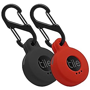 Geiomoo Silicone Cover Compatible with Tile Sticker 2022, Protective Case with Carabiner (2 Pack Red+Black)