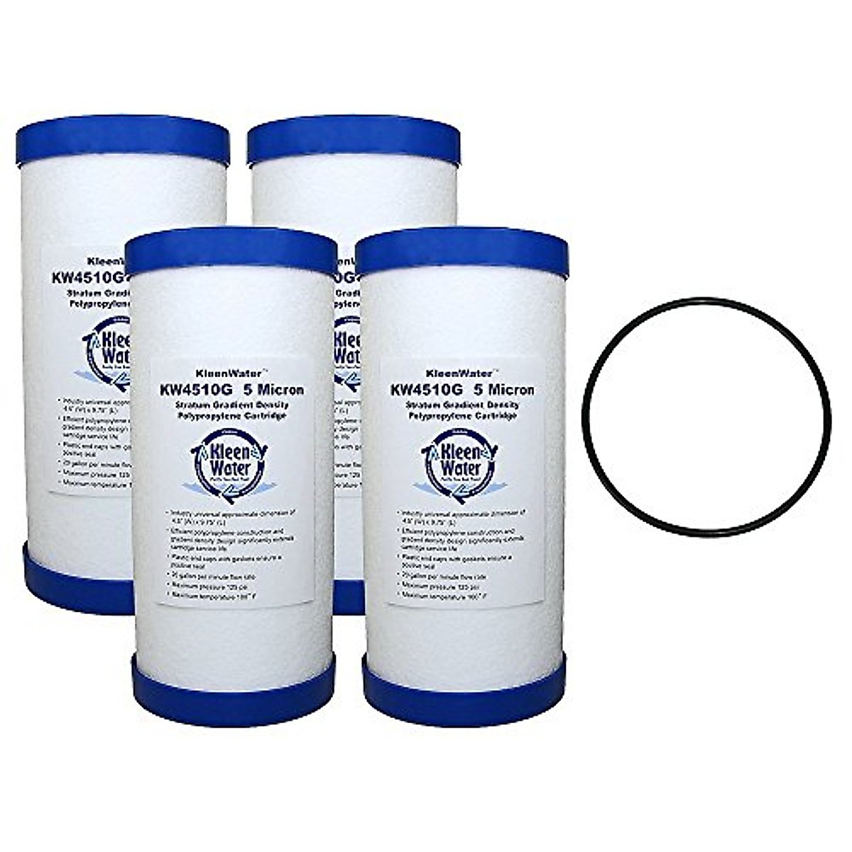 KleenWater Replacement Filter Cartridges, Compatible with GXWH30C, GXWH35F, GXWH40L GE Compatible Filter Multi-Pack, Qty 4, WS03X10039 Replacement O-Ring