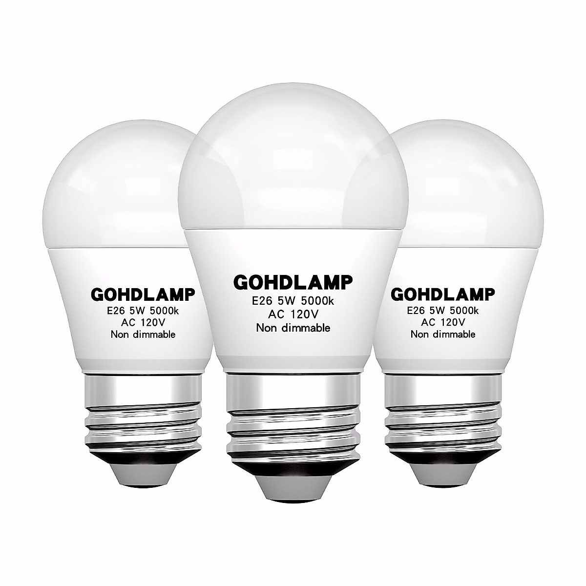 GOHDLAMP LED Refrigerator Light Bulb 5W 50Watt Equivalent,Waterproof Replacement for Frigidaire,120V E26 A15 Freezer Light Bulbs Daylight White 5000K 500 Lumen,Non-dimmable, 3 Packs