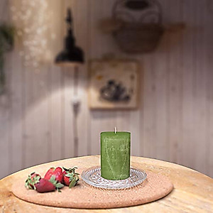 Simply Soson Rustic 3x3 Dark Moss Green Pillar Candles Set of 3 - Unscented Candles - Large Candle for Candle Holders - Velas Decorativas Green Candles Pillar Colored Candles Fall Pillar Candles Bulk