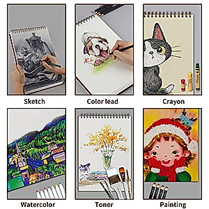 Mixed Media Sketch Pad, 9 x 12 inches, 60 Sheets (98lb/160gsm) Heavyweight Drawing Papers, Top Spiral Bound Hardcover Sketchbook, for Wet and Dry Media, Drawing, Painting