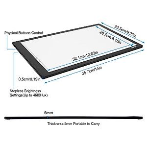 Magnetic A4 LED Artcraft Tracing Light Pad 4 Light Box Ultra-Thin Physical Buttons Control with Memory Function USB Powered Pad Animation,Sketching,Designing,Stencilling X-ray Viewing W/USB Adapter