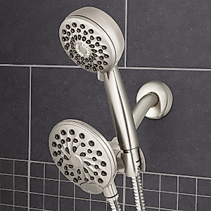 Waterpik One-Touch Dual 2-in-1 Shower System With Rain Shower Head and 7-Mode Hand Held Shower Head, Brushed Nickel XPB-139E-769ME