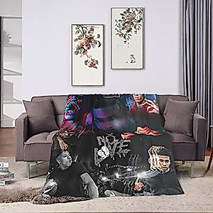 Nle Rapper Choppa Music Collage Throw Blanket Packable Classic Lightweight Blankets Decor for Bed Couch Living Room Travel Outdoor 80"X60"