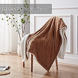 SEMECH Sherpa Throw Blanket Throw Size, Sherpa Fleece Throw Blanket Lightweight, Reversible Sherpa Blanket Machine Washable, 50" x 60", Tannin
