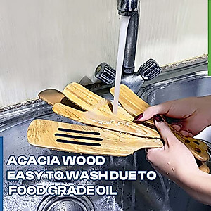 Spurtles Kitchen Tools As Seen On TV, 5 PCS Wooden Spurtle Set, Spurtles Kitchen Tools Wooden for Cooking in Nonstick Cookware, for Salad Mixing, Serving, Spreading, Stirring & Folding