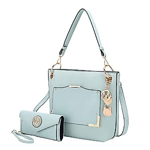 MKF Crossbody Tote Bag for Women, & Wristlet Wallet Purse Set – PU Leather Top-Handle Satchel Shoulder Handbag Grace