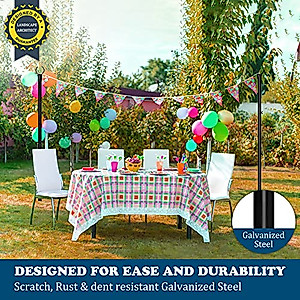 2 Pack - 9.7FT Adjustable String Light Pole for Outside, Outdoor Lighting Poles, Patio Light Poles for Garden, Lawn, Patio and Fence