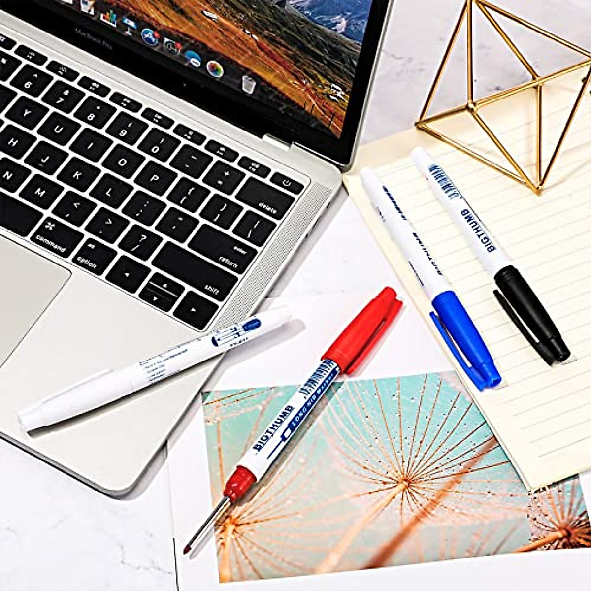 4 Pcs Deep Reach Markers Long Nose Marker Waterproof Deep Hole Marker Carpenter Ink Marker 30 mm Reach Permanent Markers and Marker Pens for Carpenters Builders Construction, 4 Colors