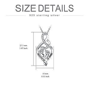 PELOVNY Mommy of an Angel Necklace Sterling Silver Foot Print Necklace Memorial Jewelry Sympathy Gift for Women Mother Mom