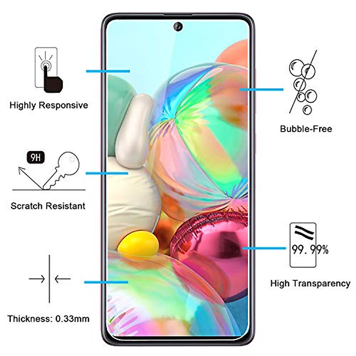 NEW'C [3 Pack] Designed for Samsung Galaxy A71, Note 10 Lite Screen Protector Tempered Glass, Case Friendly Ultra Resistant