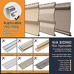 Booda Brand Siding Hooks (50 Pack), Heavy Duty Stainless Steel Vinyl Siding Hangers, Low Profile No Hole Siding Clips for Hanging Lights Wreath Decorations Outdoor