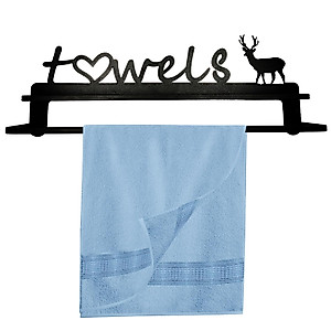 Bathroom Towel Rack Wall Mounted Matte Black Towel Holder Decor Deer Towel Hanger with Double Towel Bars for Bathroom,Kitchen