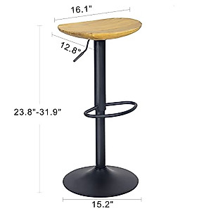 Kidol & Shellder Saddle Bar Stools Set of 2 Easy to Assemble,Adjustable Swivel Counter Stools,Industrial Vintage Barstools,Loads Up to 300 lbs