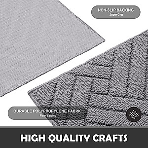 JEEDOVIA Door Mat Indoor Doormat, Entryway Rug Door Mats Non-Slip Rubber Backing, Low-Profile Entrance Rugs, Absorbent Resist Dirt Doormats Machine Washable Inside Floor Door mat,Grey 20"x31.5"