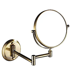 8'' Wall Mounted Mirror, 360° Swivel Extendable Cosmetic Vanity Mirror, 3x/5x/7x/10x Magnification Mirror, Shaving Mirror Folding Wall Mirror, Bathroom Shaving Mirror ( Color : Antique Copper , Size :