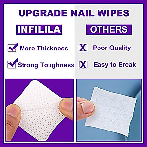 Lint Free Nail Wipes INFILILA Nail Polish Remover 540PCS Super Absorbent Soft Nail Pliosh Remover Pads Lint Free Wipes