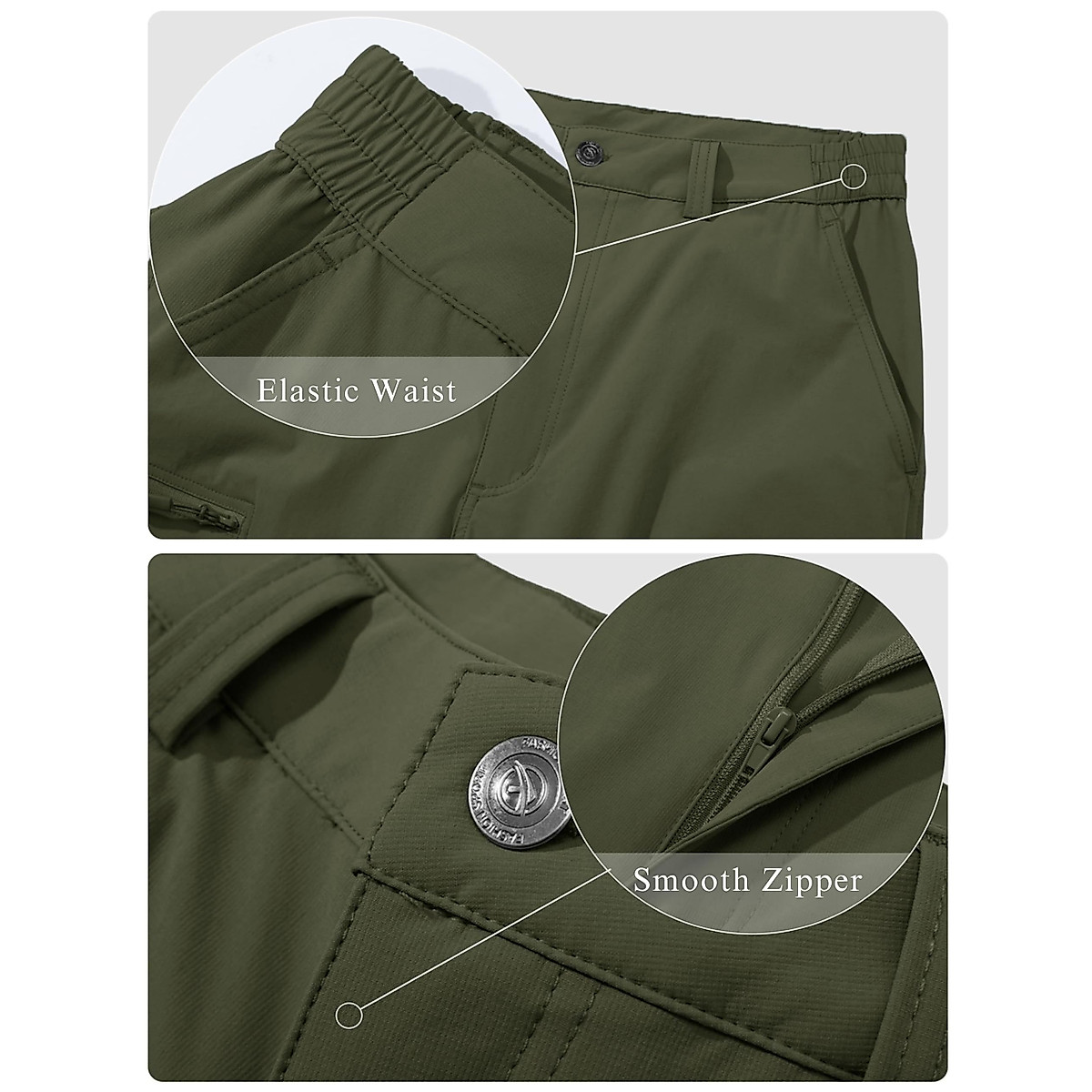 MAGCOMSEN Mens Travel Pants Quick Dry Water Resistant Pants Men Stretchy Cargo Pants for Men Summer Hiking Pants Army Green