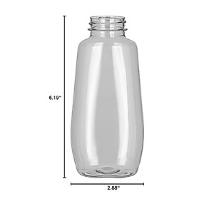 Natural Farms Wide Mouth Oval Plastic Dressing/Sauce Jar with Flip Top Lid and Foam Liner to Seal - 6 Pack - 12 Oz Squeeze Bottles