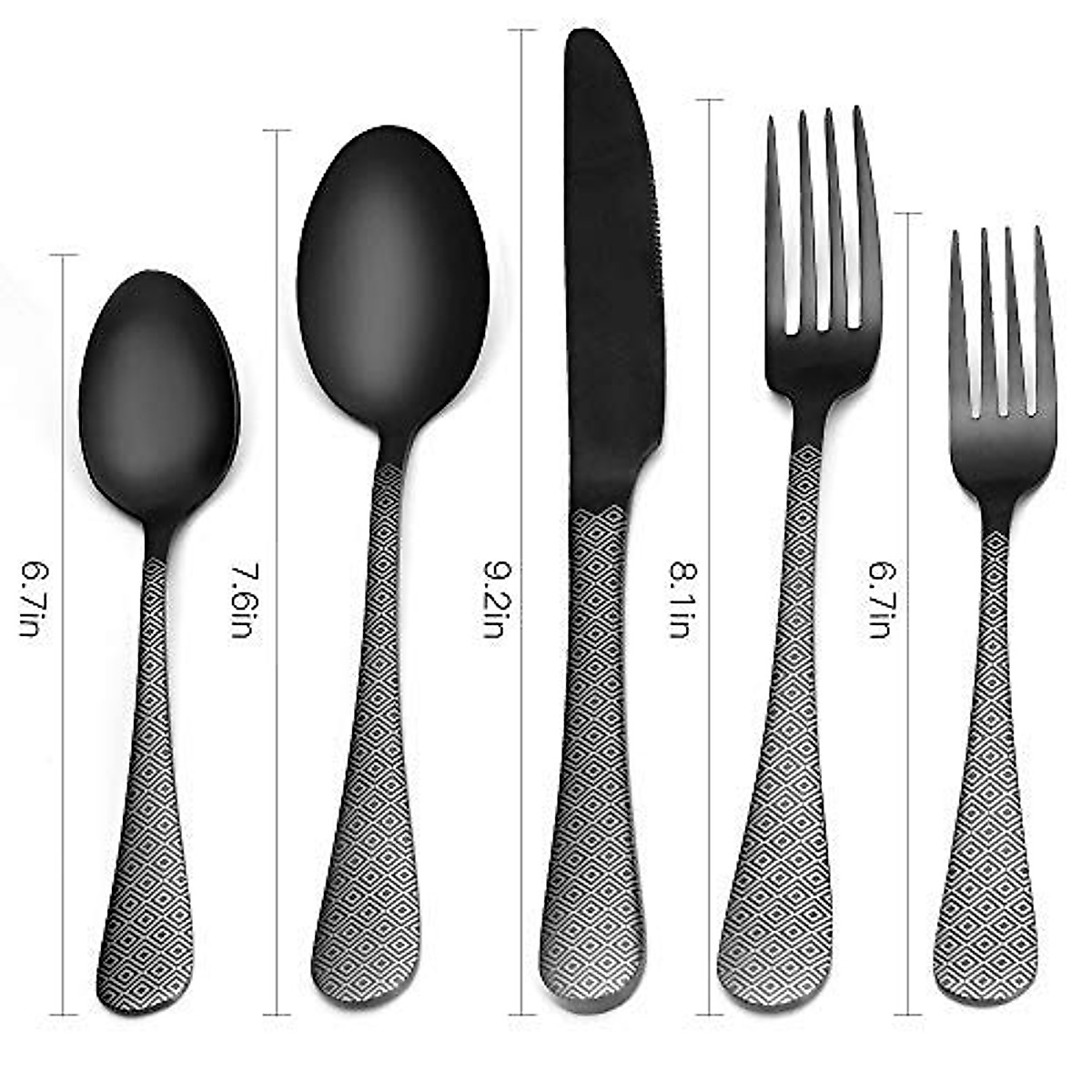 Matte Black Silverware Set,SHARECOOK Satin Finish 40-Piece Stainless Steel Flatware Set,Kitchen Utensil Set Service for 8,Tableware Cutlery Set for Home and Restaurant, Dishwasher Safe